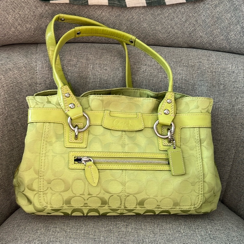 Coach Penelope Lime Green Shoulder Satchel Bag - Gem